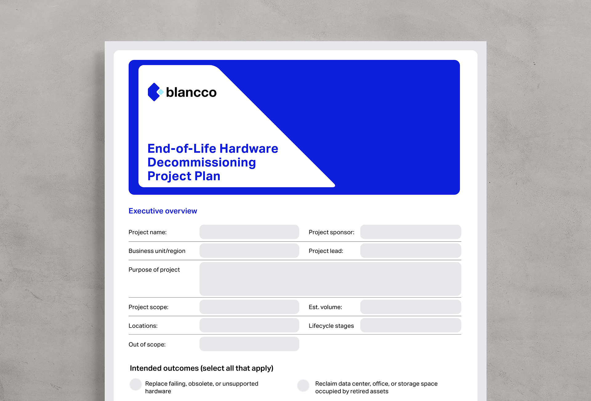 End-of-Life Hardware Project Plan Template